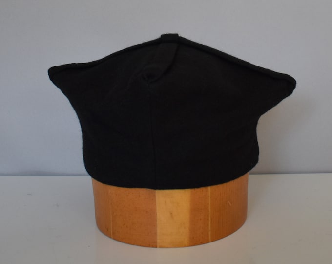 60s Priest Biretta, Black Square Clergy Hat, Canterbury Cap, Vintage ...