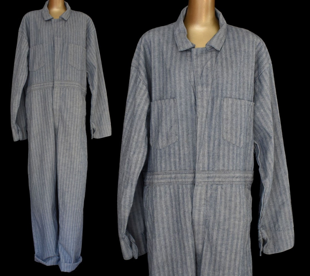 60s Blue Striped Coveralls Mechanics Overalls Striped - Etsy