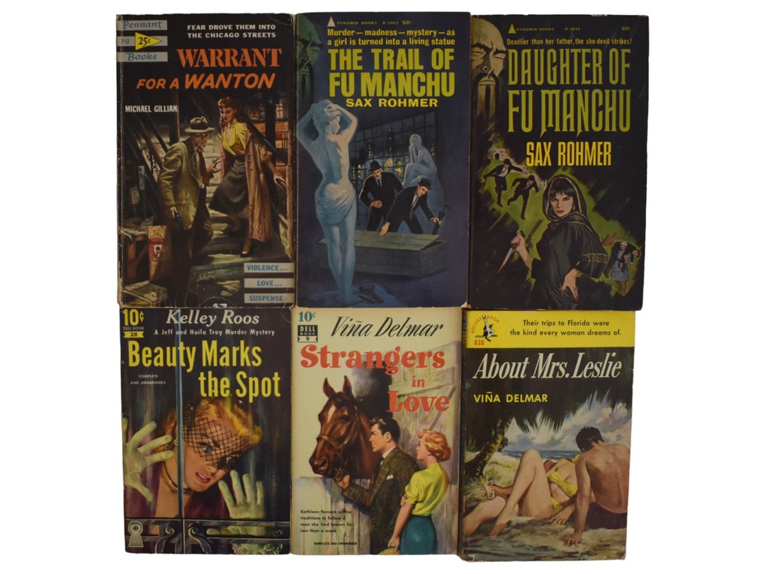 6 Vintage 50s 60s Mystery Novels, 1950s 1960s Crime Thriller Pulp ...