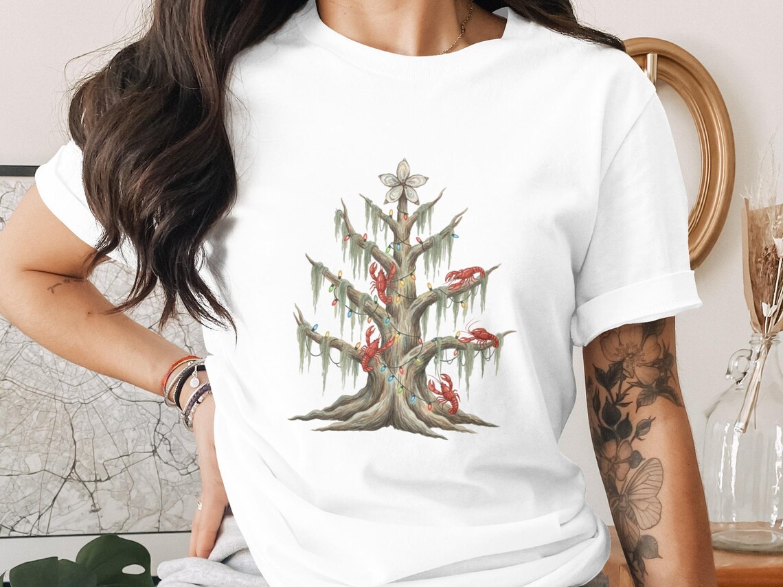 Louisiana Christmas Tree Png, Crawfish Xmas Design, Cajun Holiday Decor ...