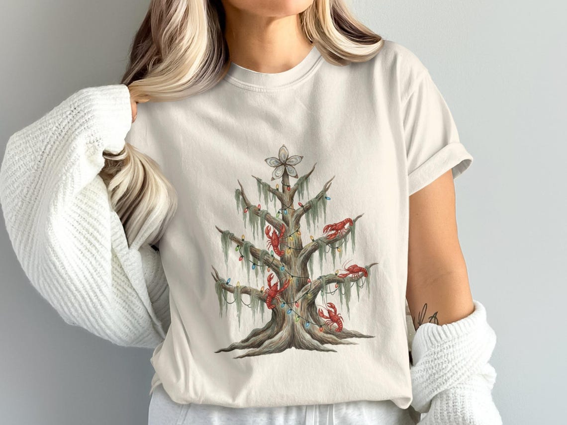 Louisiana Christmas Tree Png, Crawfish Xmas Design, Cajun Holiday Decor ...