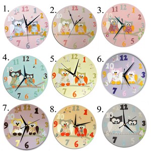 Personalised Owl Clock, Nursery Clock - Blue, Pink, Yellow, Wall Clock ...