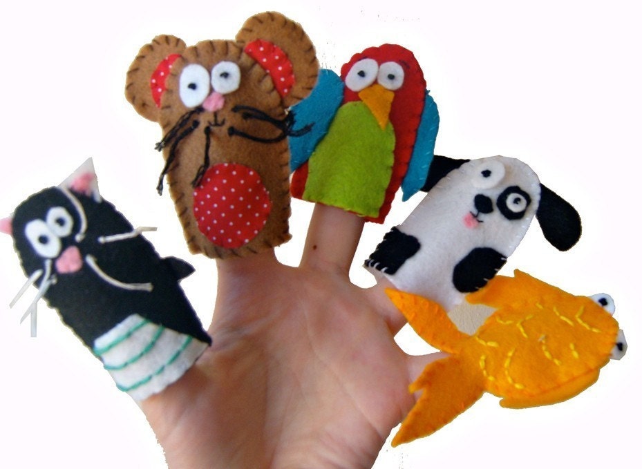 Pet Animal Finger Puppets, Stocking Filler, Party Favours, Felt Puppets ...