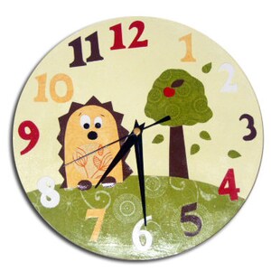 Kids Hedgehog Clock Woodland Nursery Decor Hedgehog Gift | Etsy