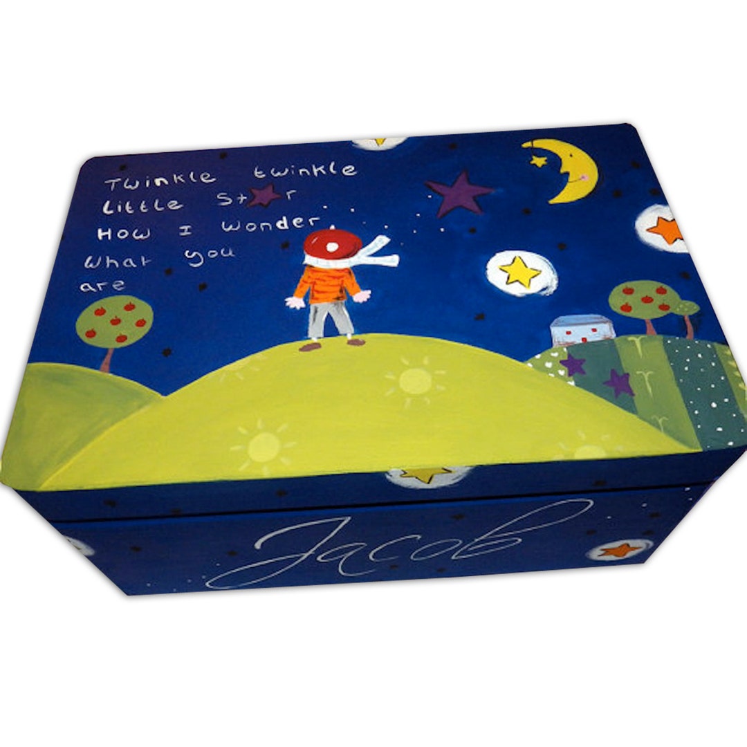 Personalised Twinkle Twinkle Little Star Wooden Keepsake Box, Baby ...