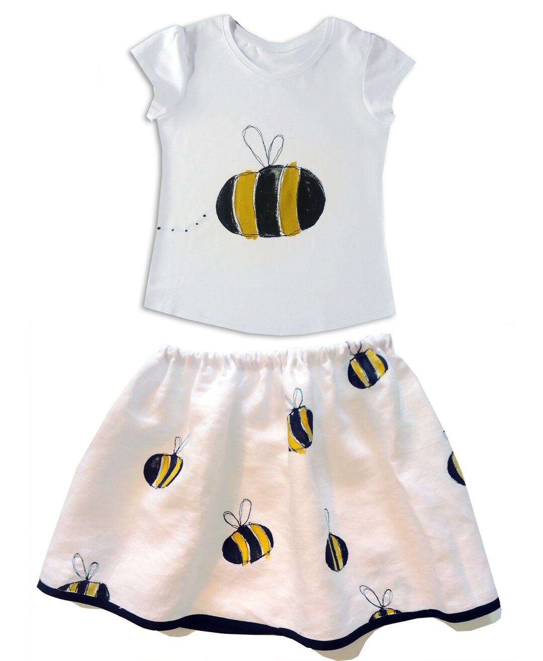 Girl's Bumble Bee Skirt and T-shirt Outfit, Girls Clothing, Toddler ...