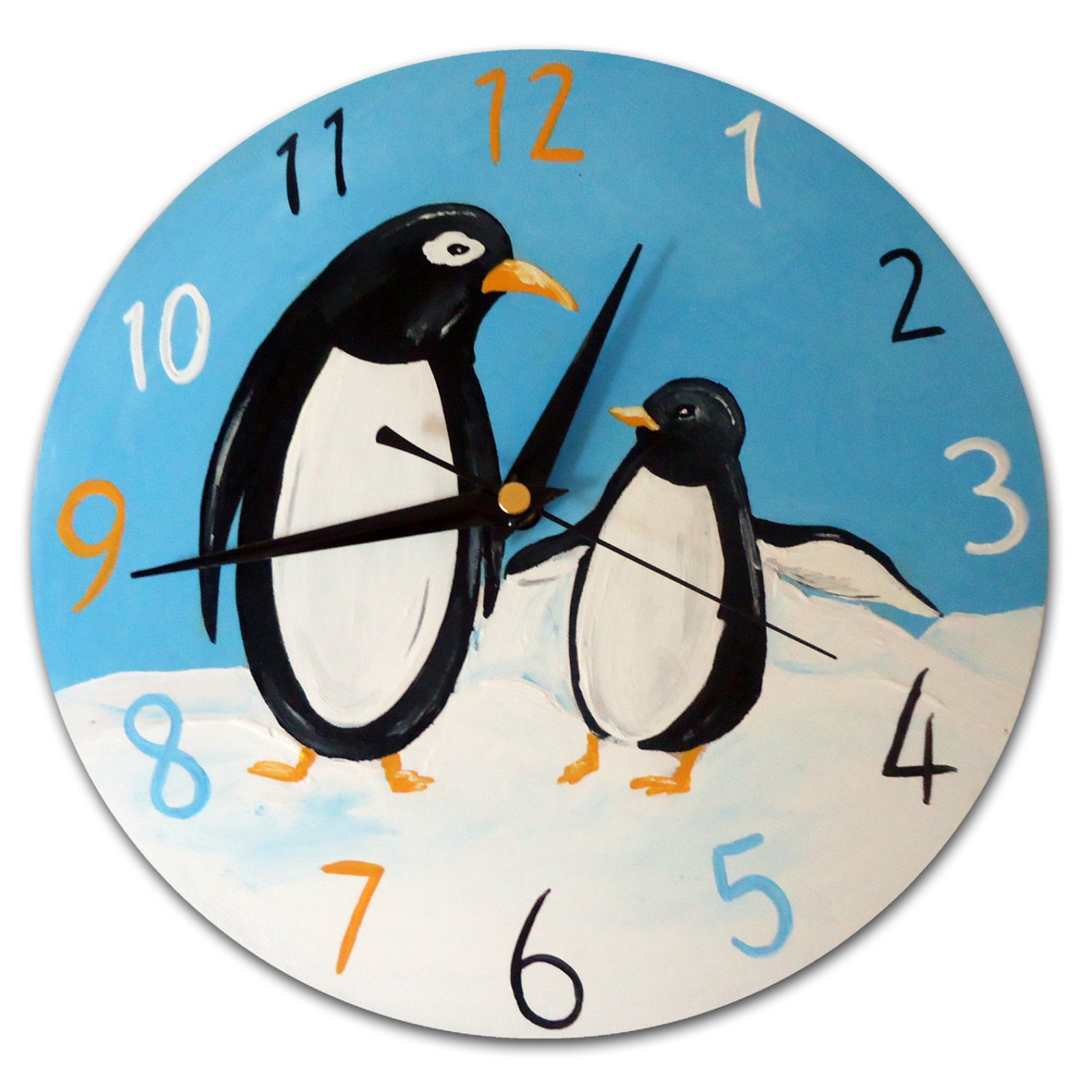 Kids Penguin Clock, Wooden Clock, Penguin Decor, Penguin Gift, Girls ...