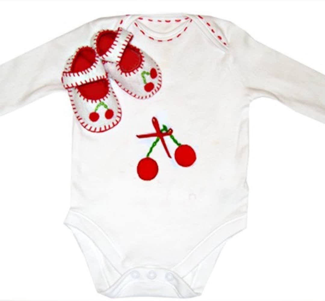Baby Cherry Bodysuit and Baby Shoes Gift Set, Baby Girl Gift, Baby Girl ...