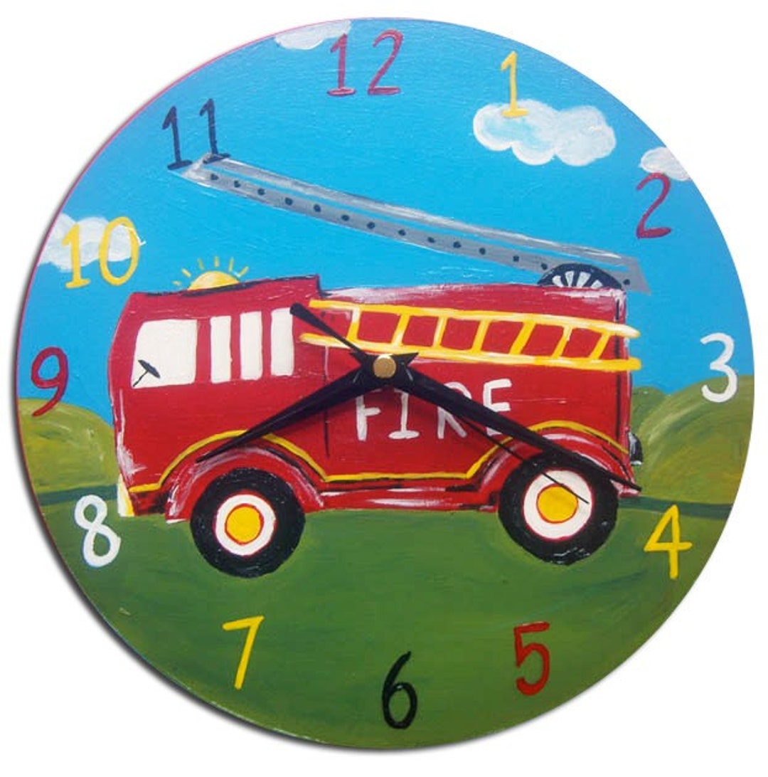 Kids Fire Engine / Fire Truck Clock, Boys Room Decor, Gift for Boys - Etsy
