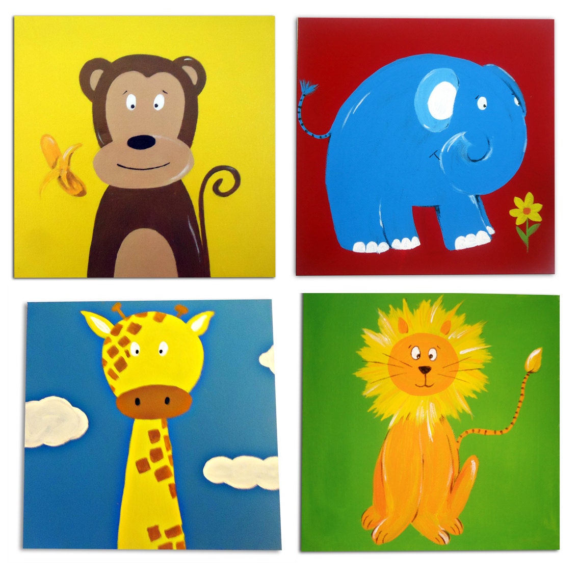 Lion Art, Canvas, Jungle Animal Art, Lion Painting, Nursery Art, Jungle ...