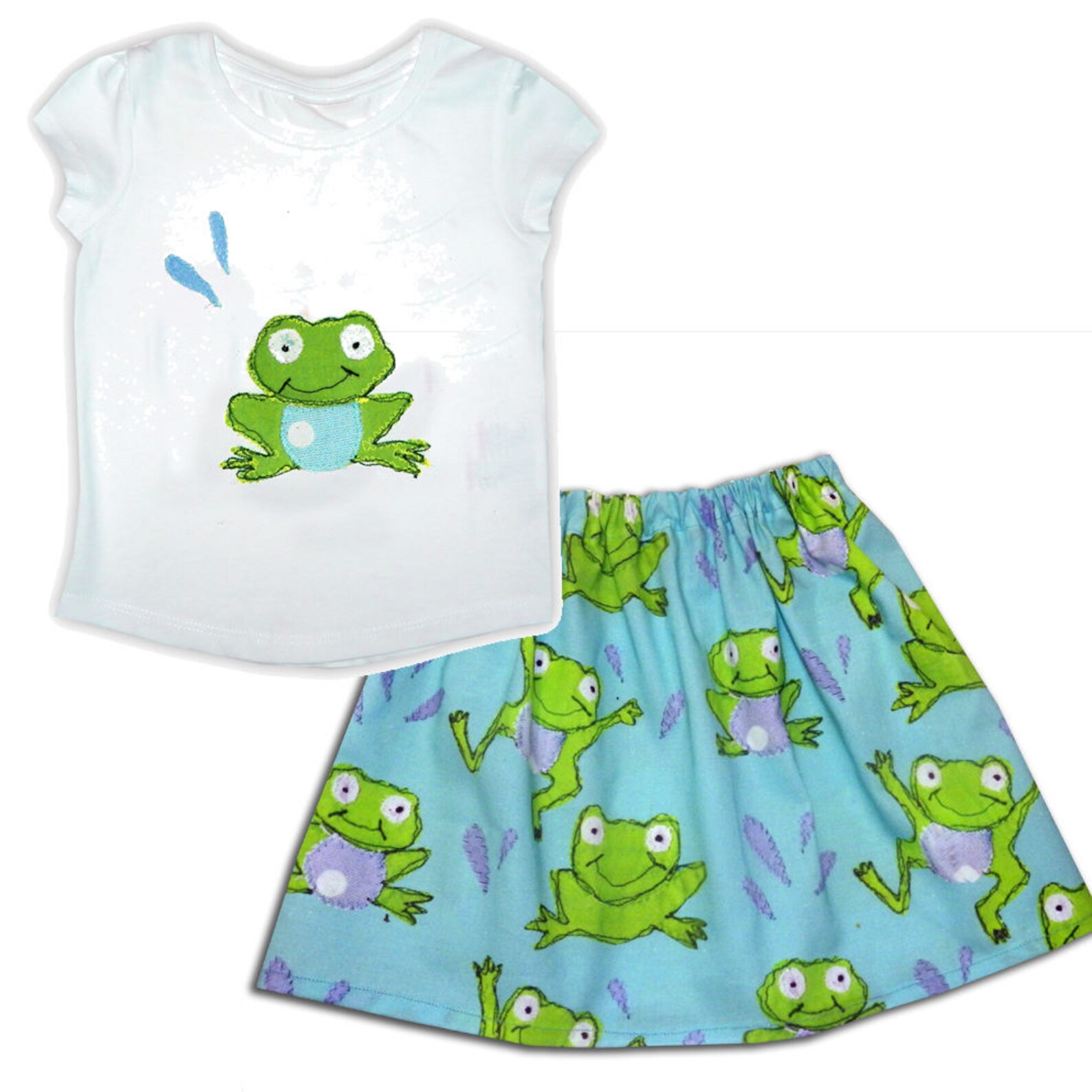 Girls Frog Skirt and T-shirt Girls Tee Toddler Clothing - Etsy