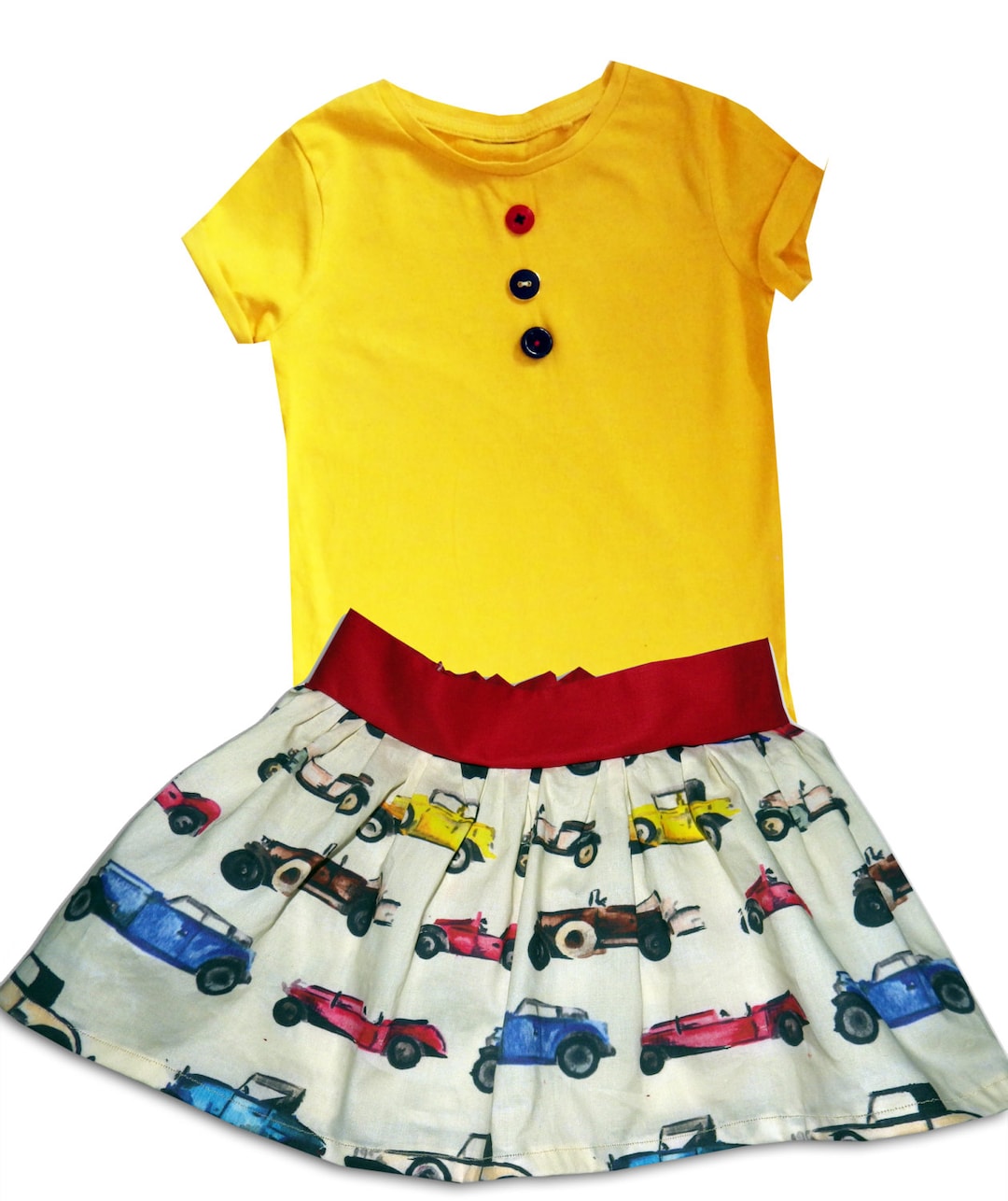 Girl's Car Skirt and T-shirt, Car Tee Shirt, Girls Clothing, Toddler ...