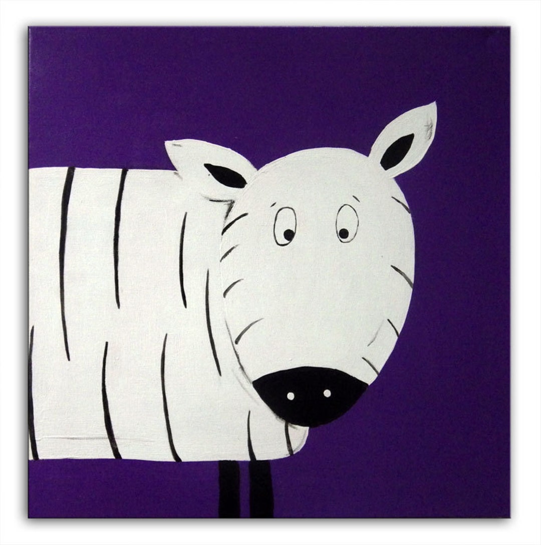 Zebra Art, Jungle Animal Painting on Canvas, Nursery Art, Jungle Decor ...