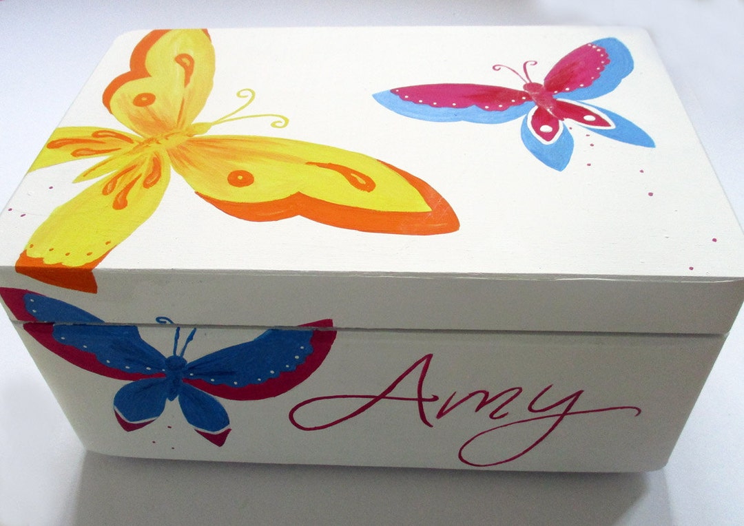 Personalised Butterfly Keepsake Box, Baby Memory Box, Baby Girl Gift ...