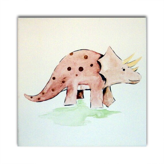 Dinosaur Art Triceratops Art Dinosaur Painting Boys Nursery | Etsy