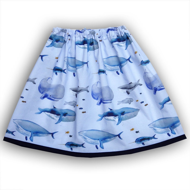 Girl's Personalised Whale Skirt and T-shirt Outfit, Girls Whale Tee ...