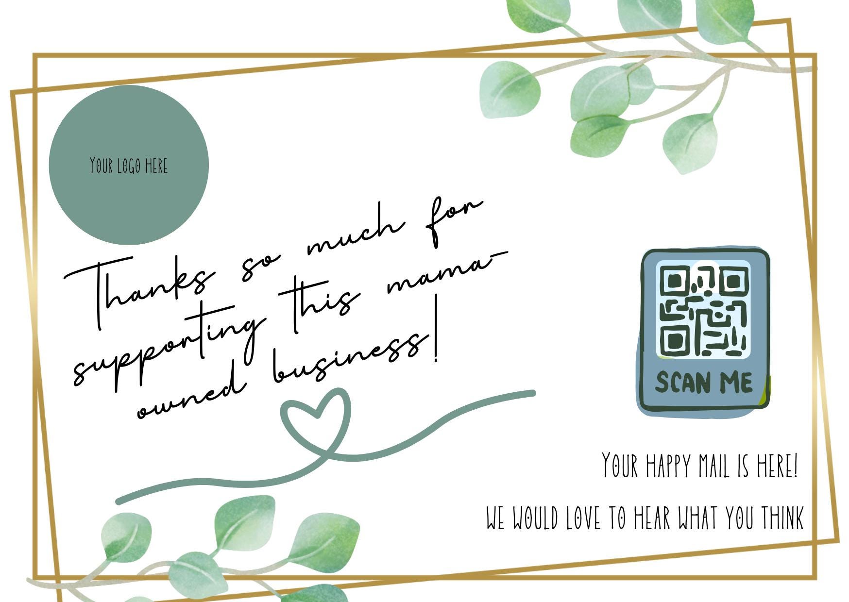 Eucalyptus Thank You Card Template: Editable Business Insert (digital ...