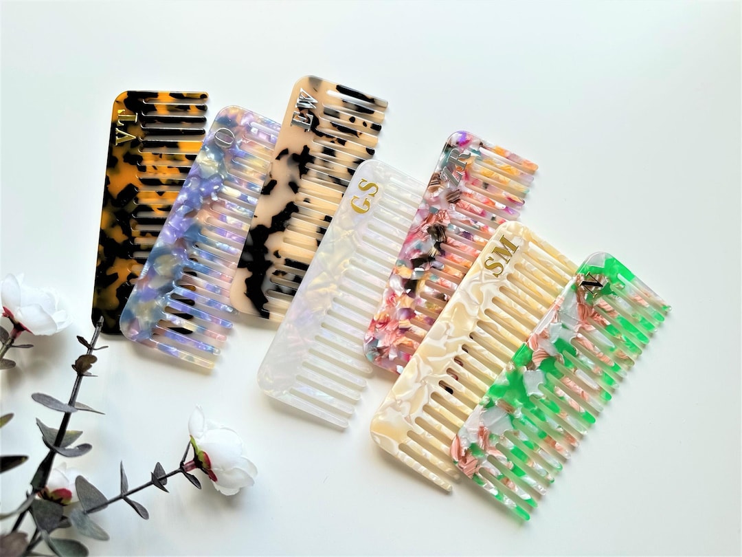 Custom Tortoise Hair Comb, Initial Acetate Hair Comb, Potable Hair Comb ...