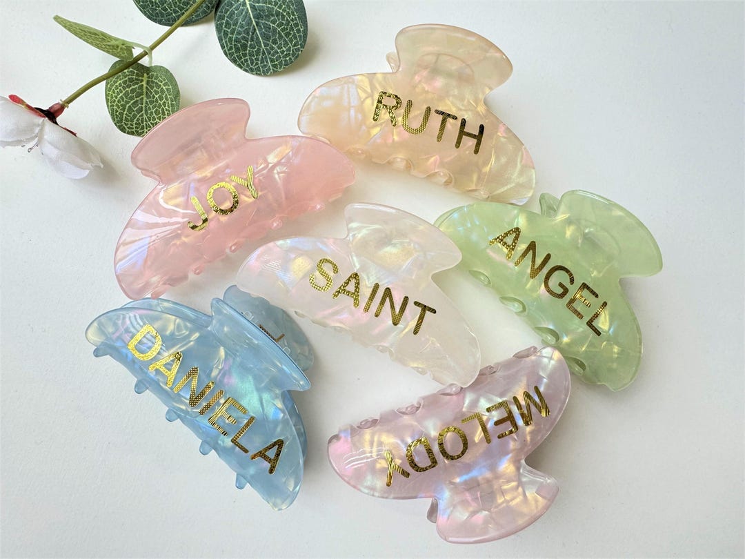 Custom Iridescent Hair Claw, Personalized Hair Clip, Name Hair Clip ...
