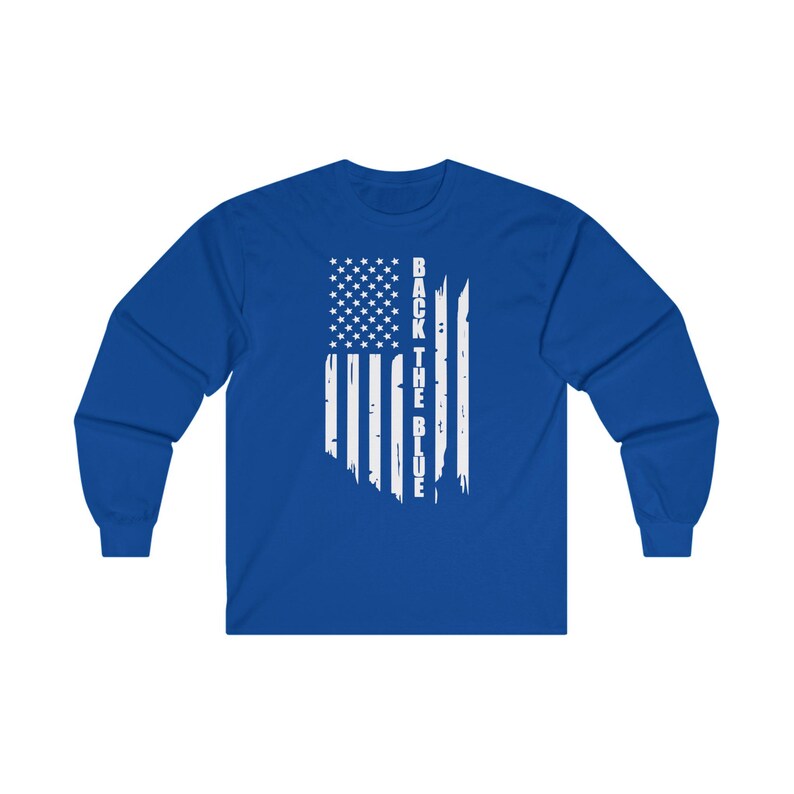 Back the Blue Distressed American Flag Patriotic Tee, Gildan Ultra ...