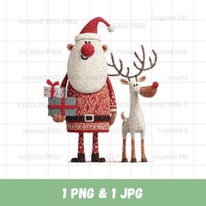 Santa and Rudolf PNG Clipart Digital Download, Whimsical Christmas ...
