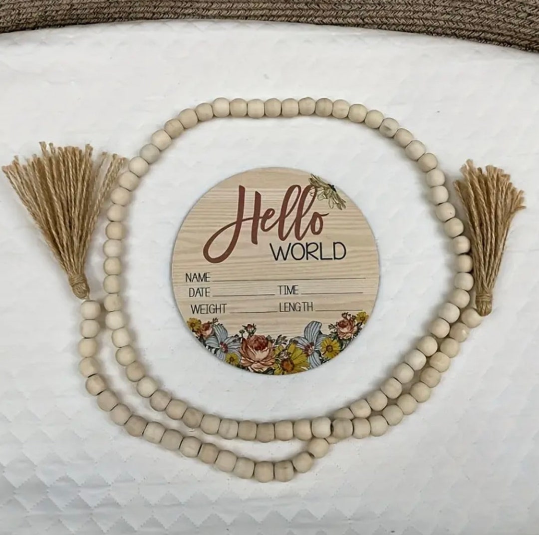 Hello World Birth Announcement Sign Baby Girl Birth Announcement ...