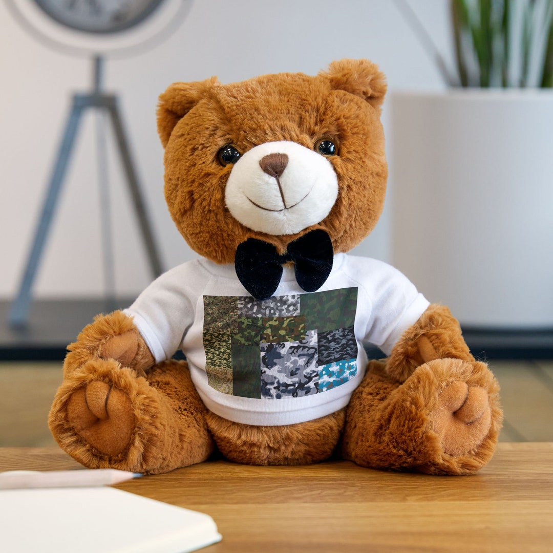 Teddy Bear With Camo Calouge T-shirt, Plush Toy Shirt, Soft Teddy Bear ...