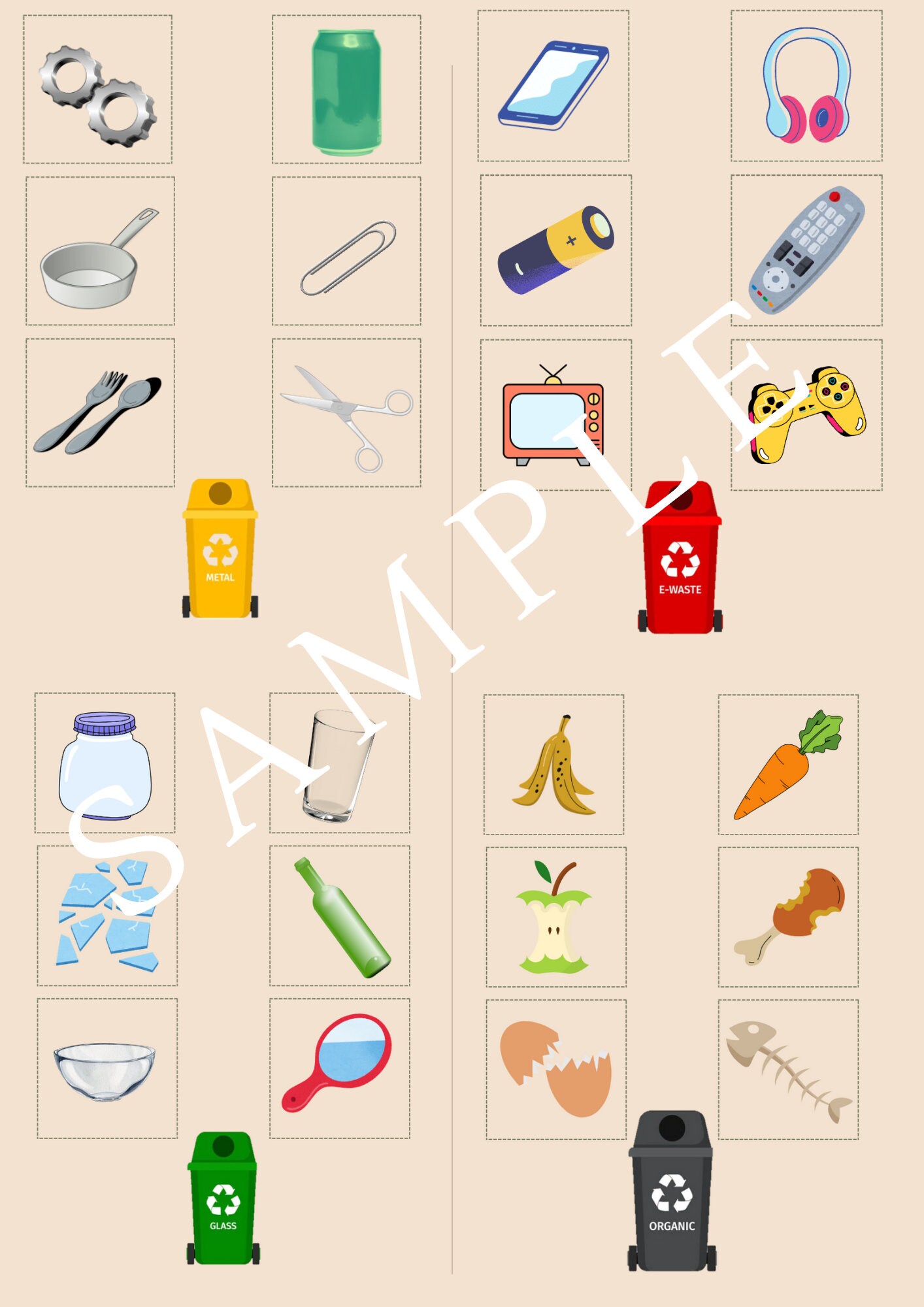 Waste Sorting Activity for Kids Garbage, Rubish Sorting Game Trash ...