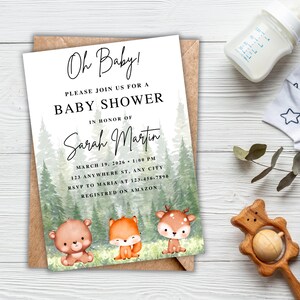 Editable Baby Shower Invitation Bundle, Diaper Raffle, Books for Baby ...