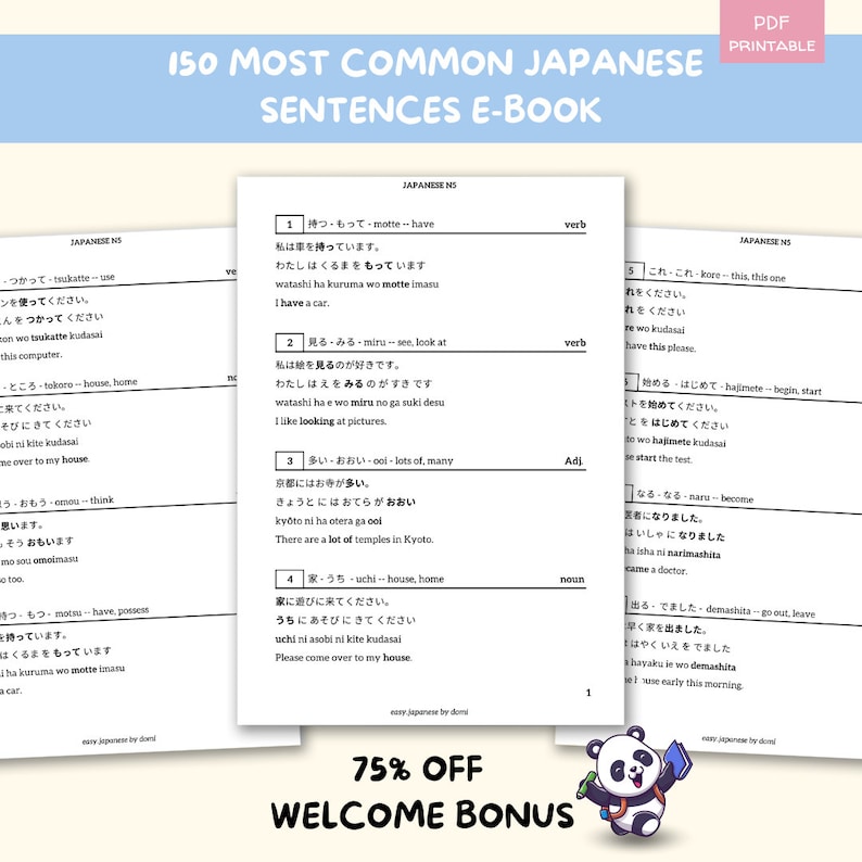 150 Most Common Japanese Core Sentences for Beginners - Etsy