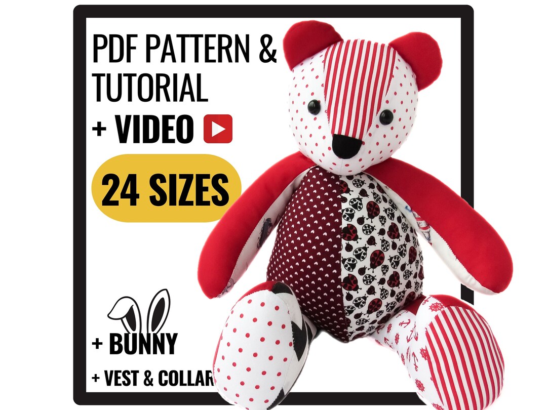 Memory Bear Pdf Pattern Teddy Bear Pattern Memory Bear Sewing Pattern Pdf , Do It Yourself ...