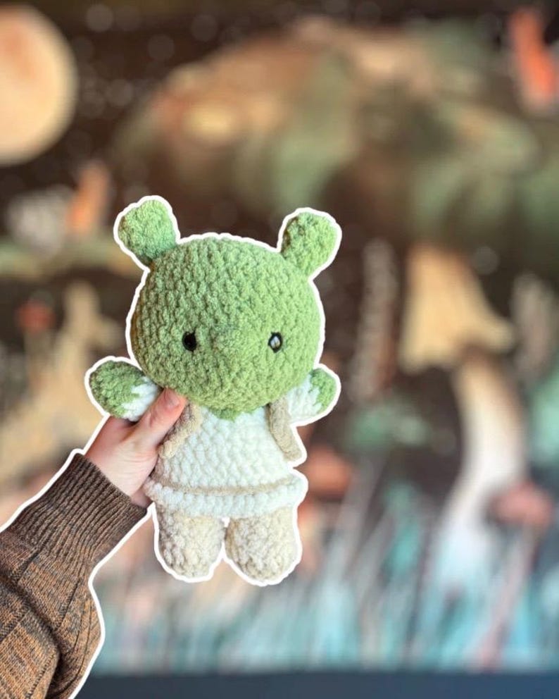 Handmade Crochet Stuffed Plushie - Shrek Swamp Monster Ogre Green White ...