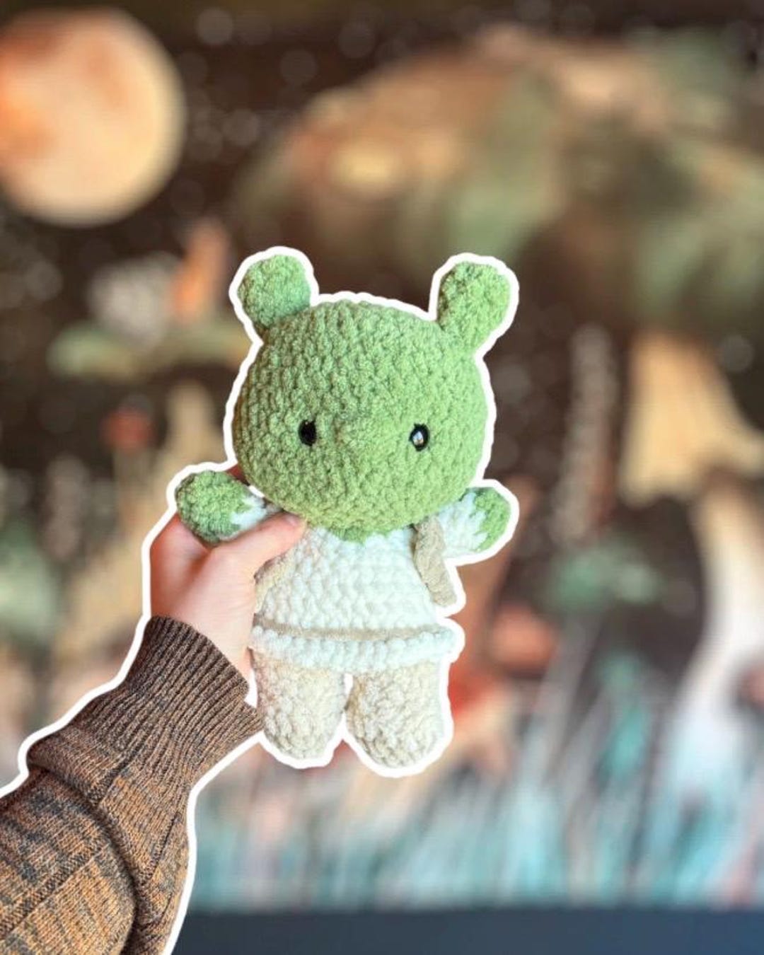 Handmade Crochet Stuffed Plushie - Shrek Swamp Monster Ogre Green White ...