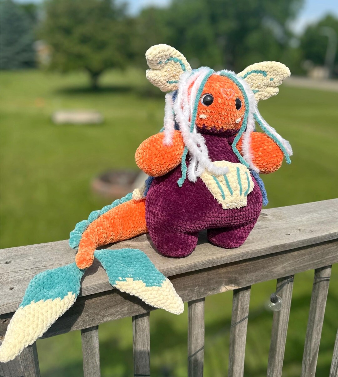 Handmade Crochet Stuffed Plushie - Vaiana Sea Goddess Creature Purple ...