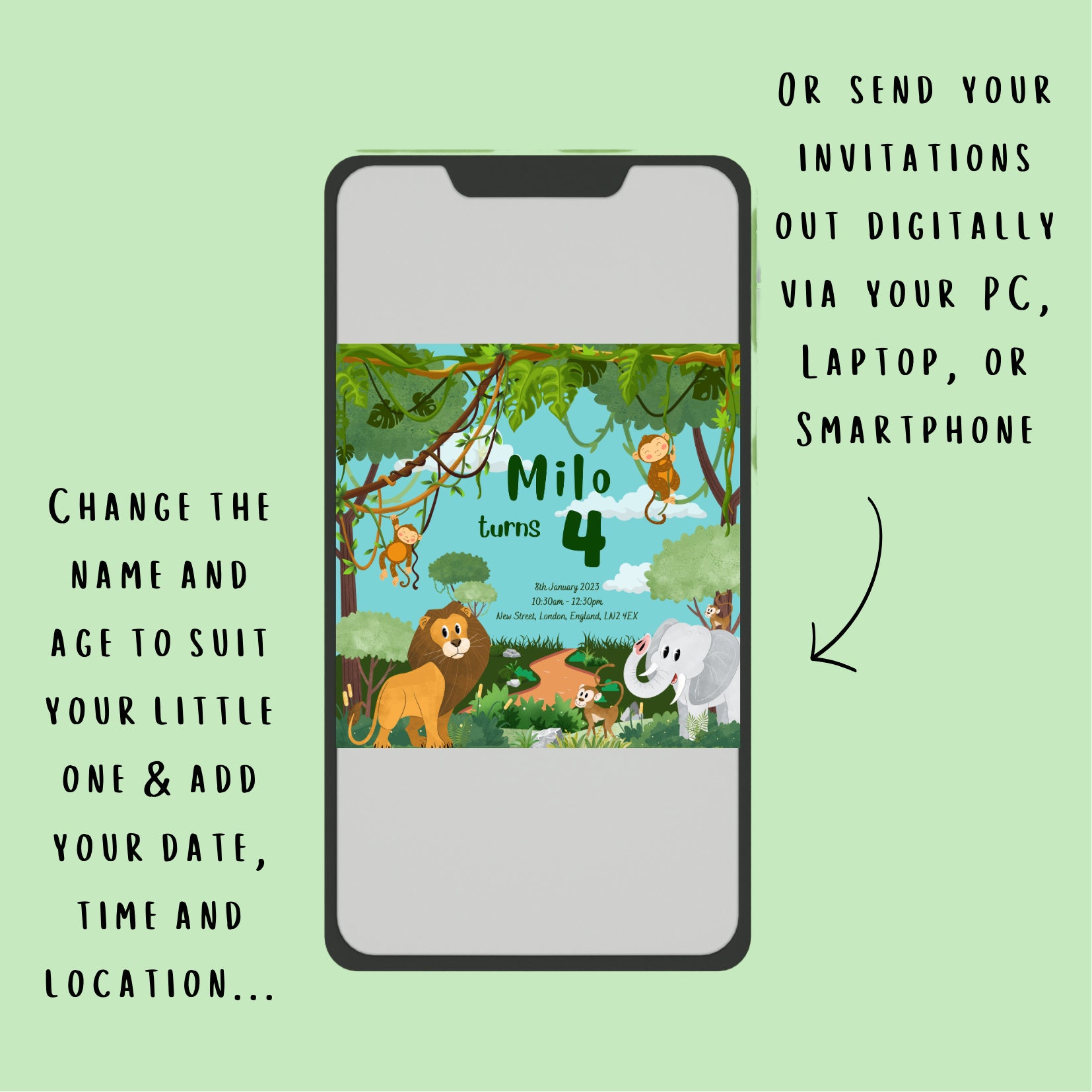 EDITABLE Digital Wild/zoo Invitation - Etsy