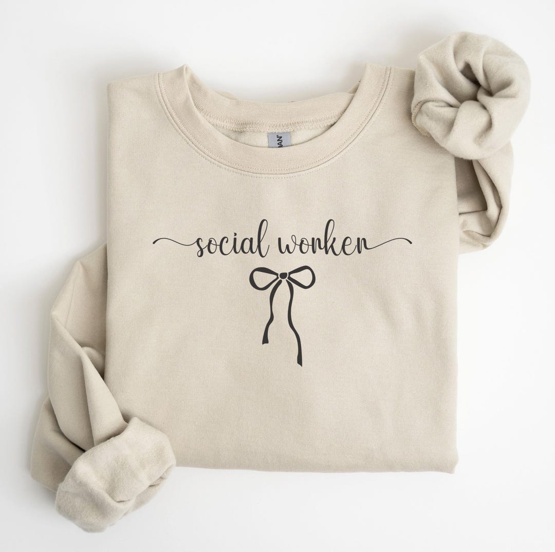 Coquette Bow Social Worker Occupation Sweatshirt, Cute Social Worker ...
