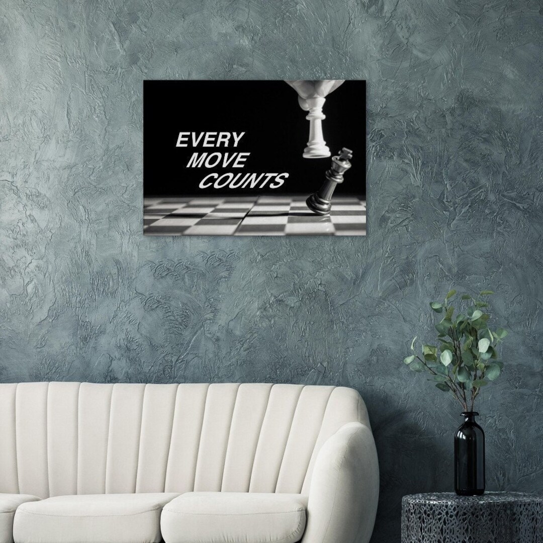 Every Move Counts: Motivation Wall Art Inspirational Quote Office Chess ...
