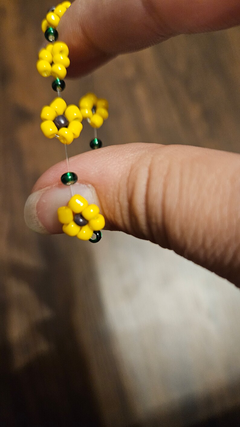 Beaded Sunflower Bracelet and Ring - Etsy