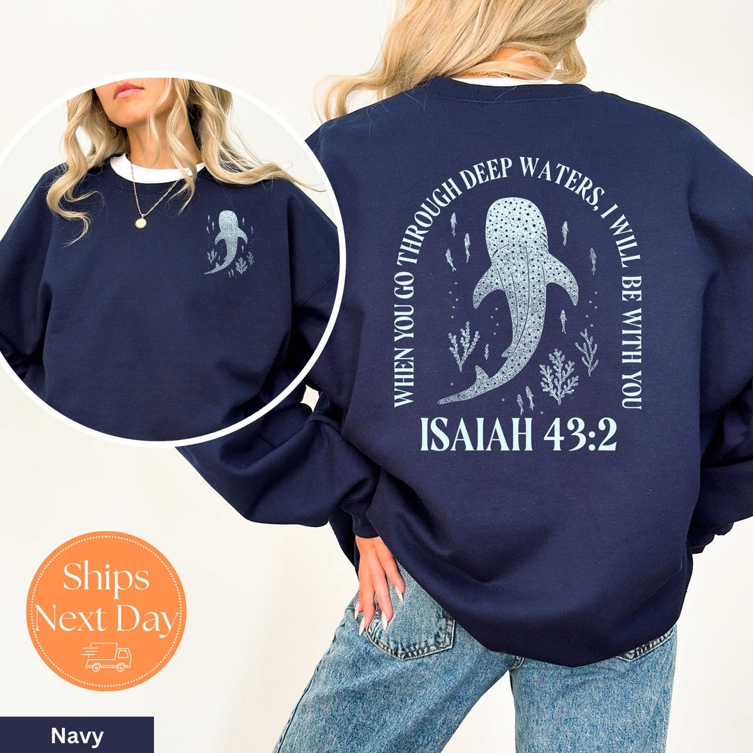 Bible Verse Sweatshirt | Whale Shark Crewneck | Shark Hoodie | Jesus ...