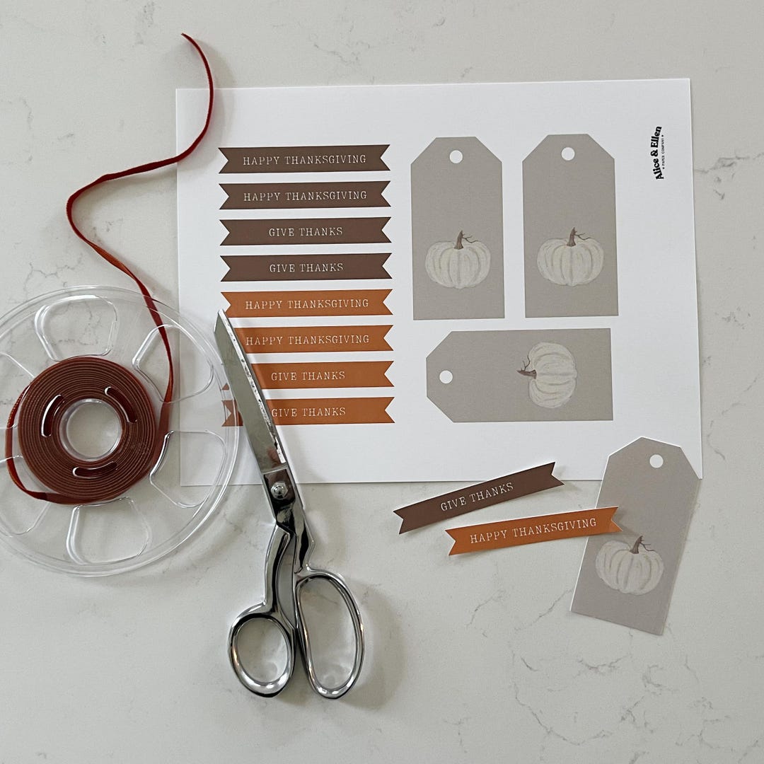 Printable Thanksgiving Gift Tag, White Pumpkin Gift Tag, White Pumpkin ...