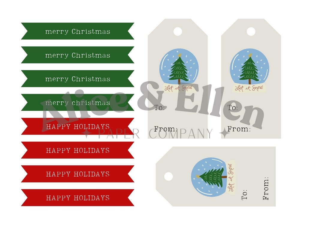 Printable Christmas Gift Tag, Snow Globe Gift Tag, Christmas Tag, Gift ...