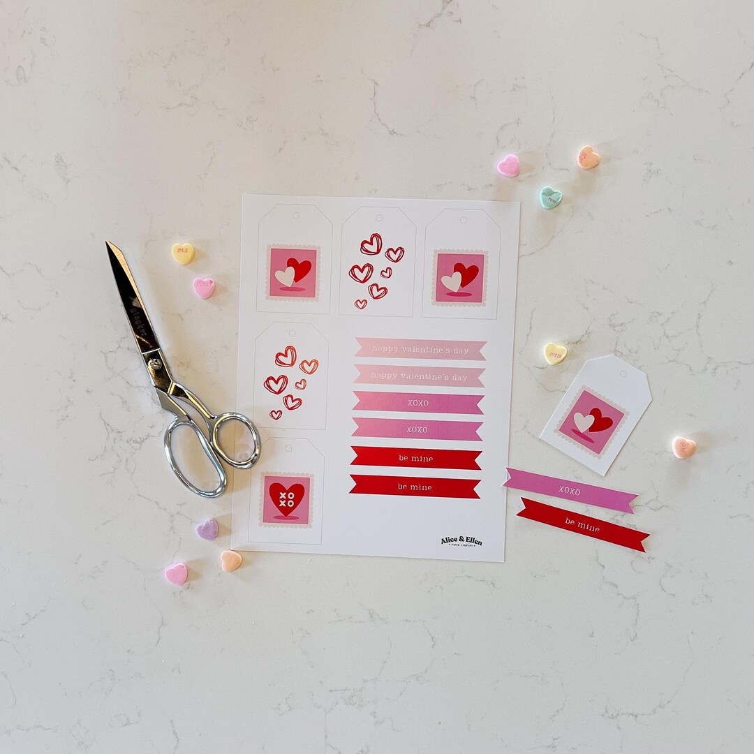 Printable Valentine Hearts Gift Tag, Pink Valentine Gift Tag, Valentine ...