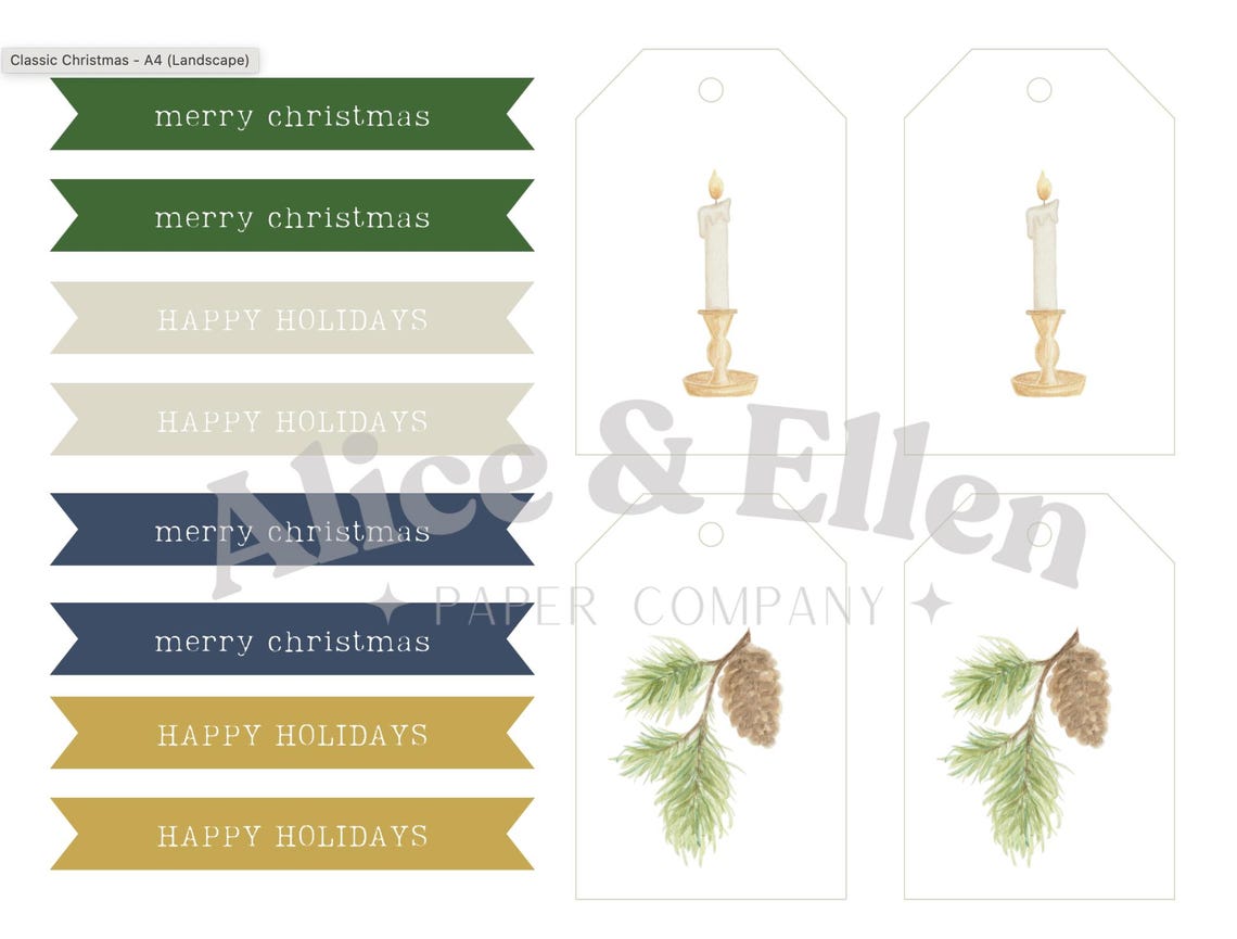 Printable Christmas Gift Tag, Christmas Pine Cone Gift Tag, Christmas ...