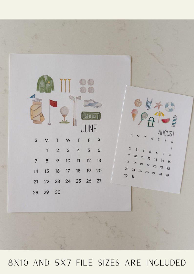 2026 Watercolor Illustrations Calendar 5x7 and 8x10 | Desktop Calendar ...