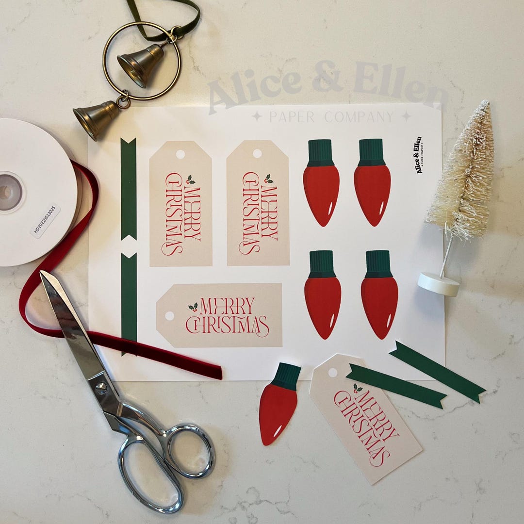 Printable Christmas Gift Tag, Christmas Light Gift Tag, Christmas Tag ...