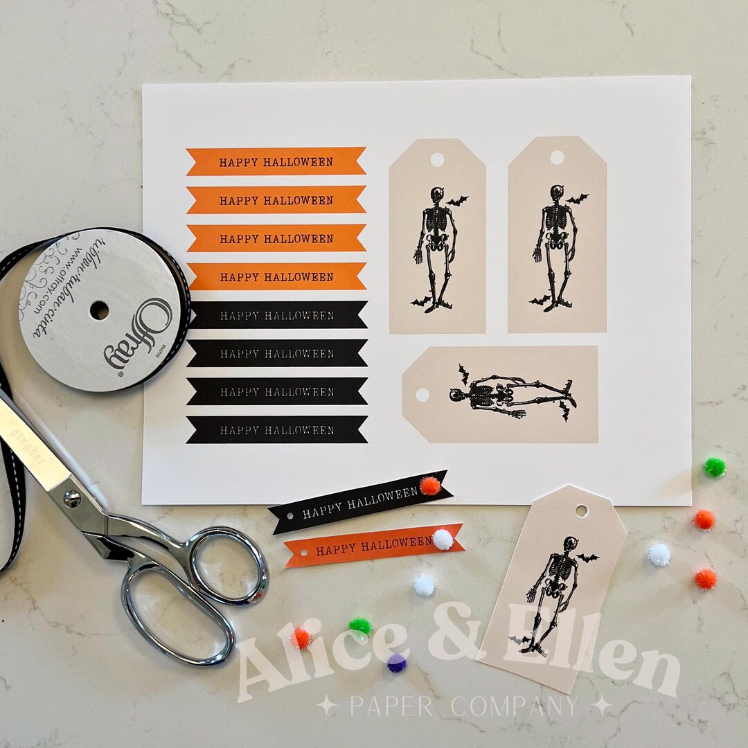 Printable Halloween Gift Tag, Skeleton Gift Tag, Skeleton Tag ...