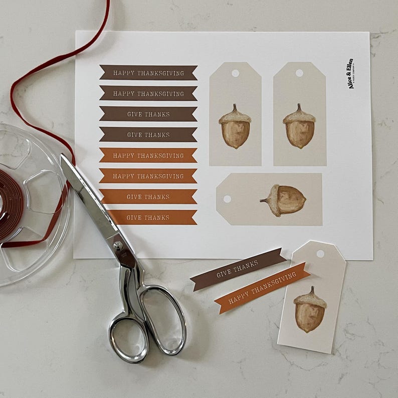 Printable Thanksgiving Gift Tag, Acorn Gift Tag, Acorn Tag ...