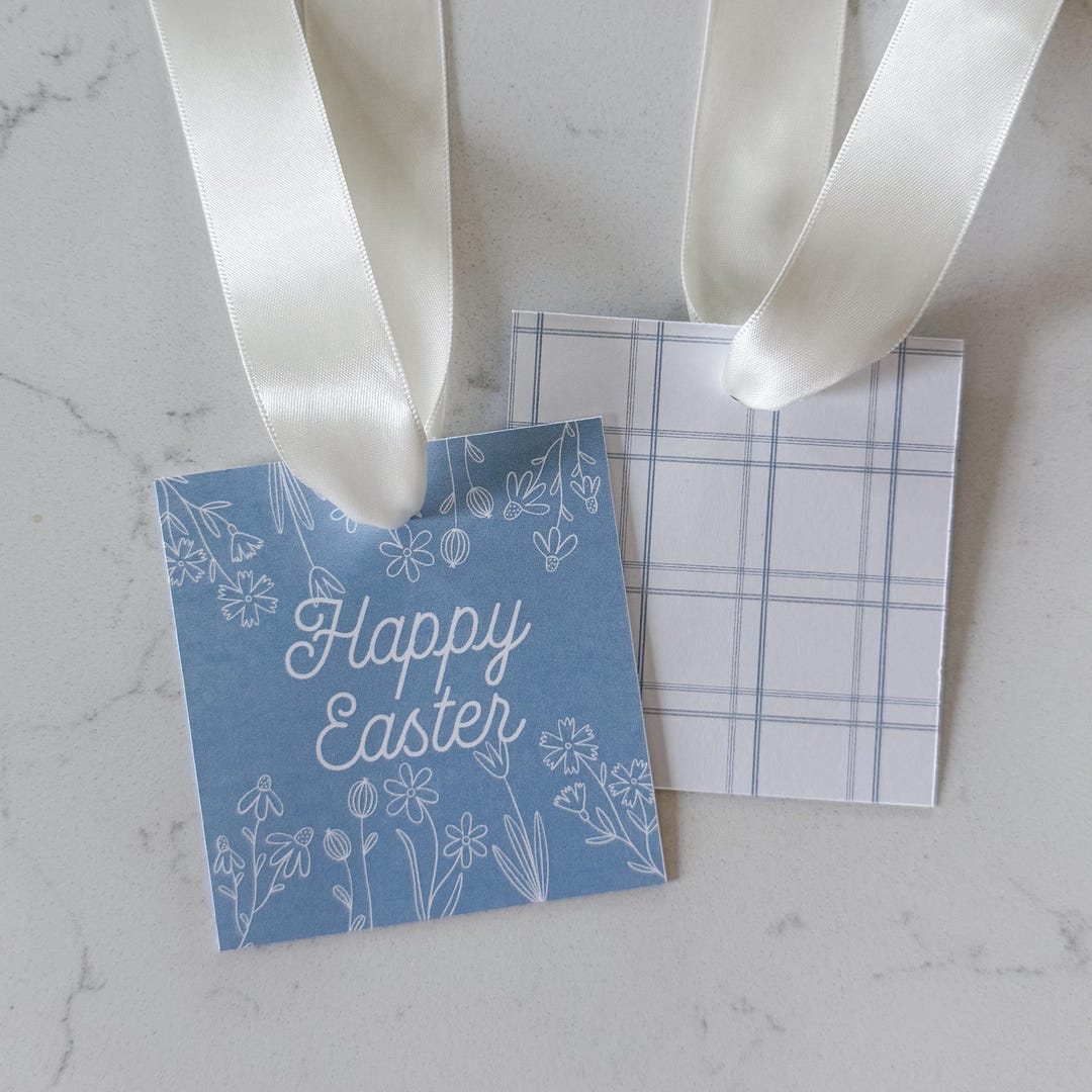 Printable Easter Themed Gift Tag, Square Double-sided Printable Gift ...