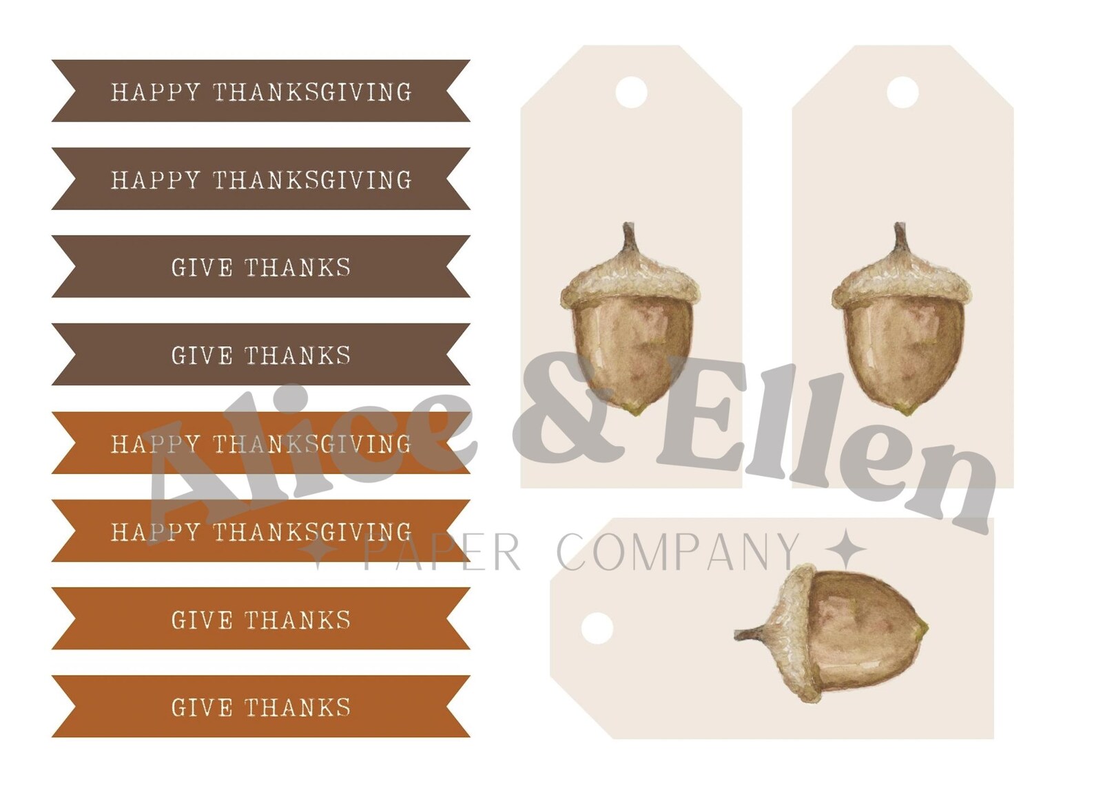 Printable Thanksgiving Gift Tag, Acorn Gift Tag, Acorn Tag ...