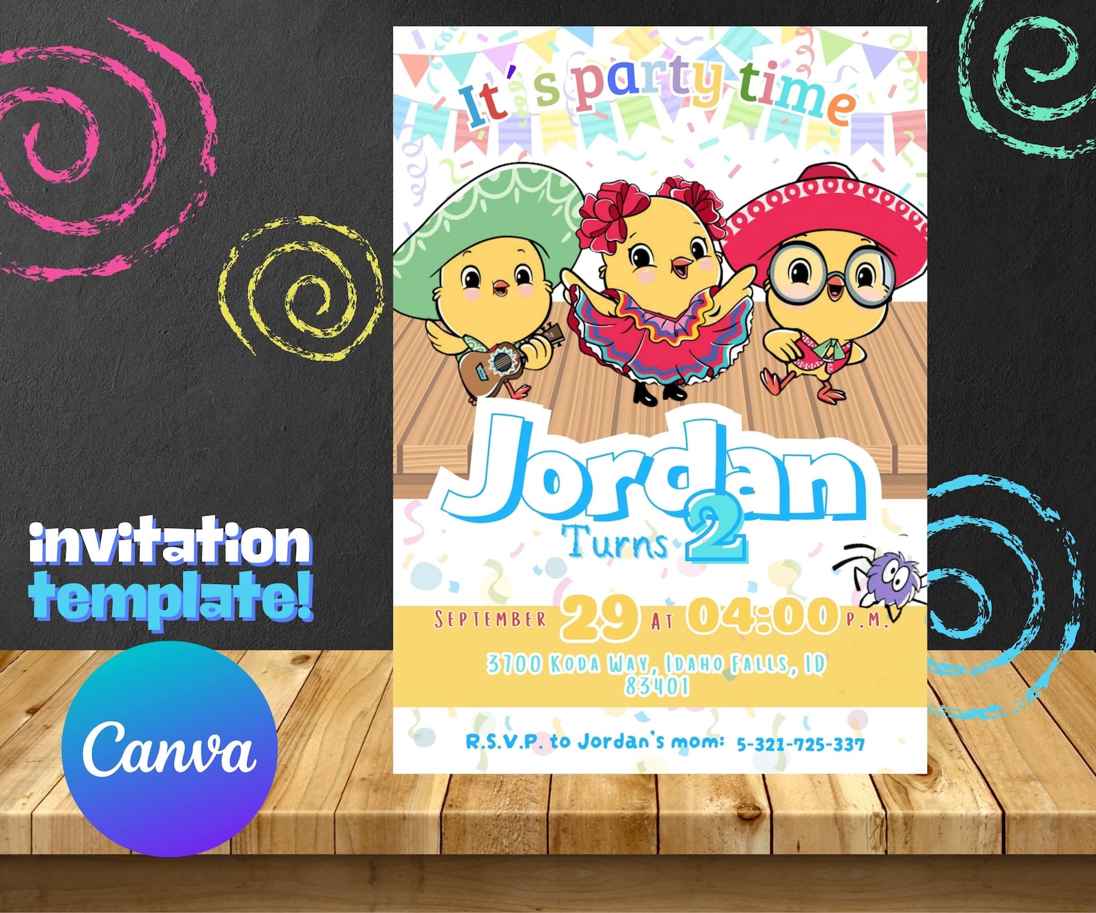 Canticos Birthday Invitation. Canva Template - Etsy
